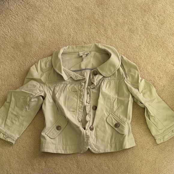 LOFT | Jackets & Coats | Tan Jacket With Ruffle Detail | Poshmark